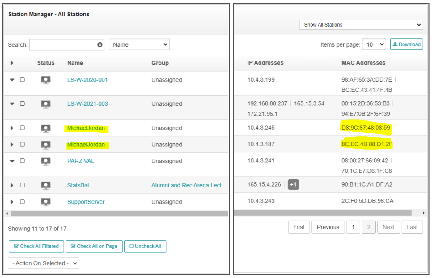 Manage Stations with Multiple MACs - LabStats